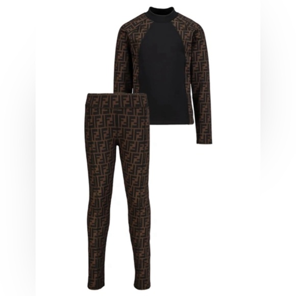 Fendi | Shirts & Tops | Fendi Monogram Thermal Top And Leggings Kids A | Poshmark